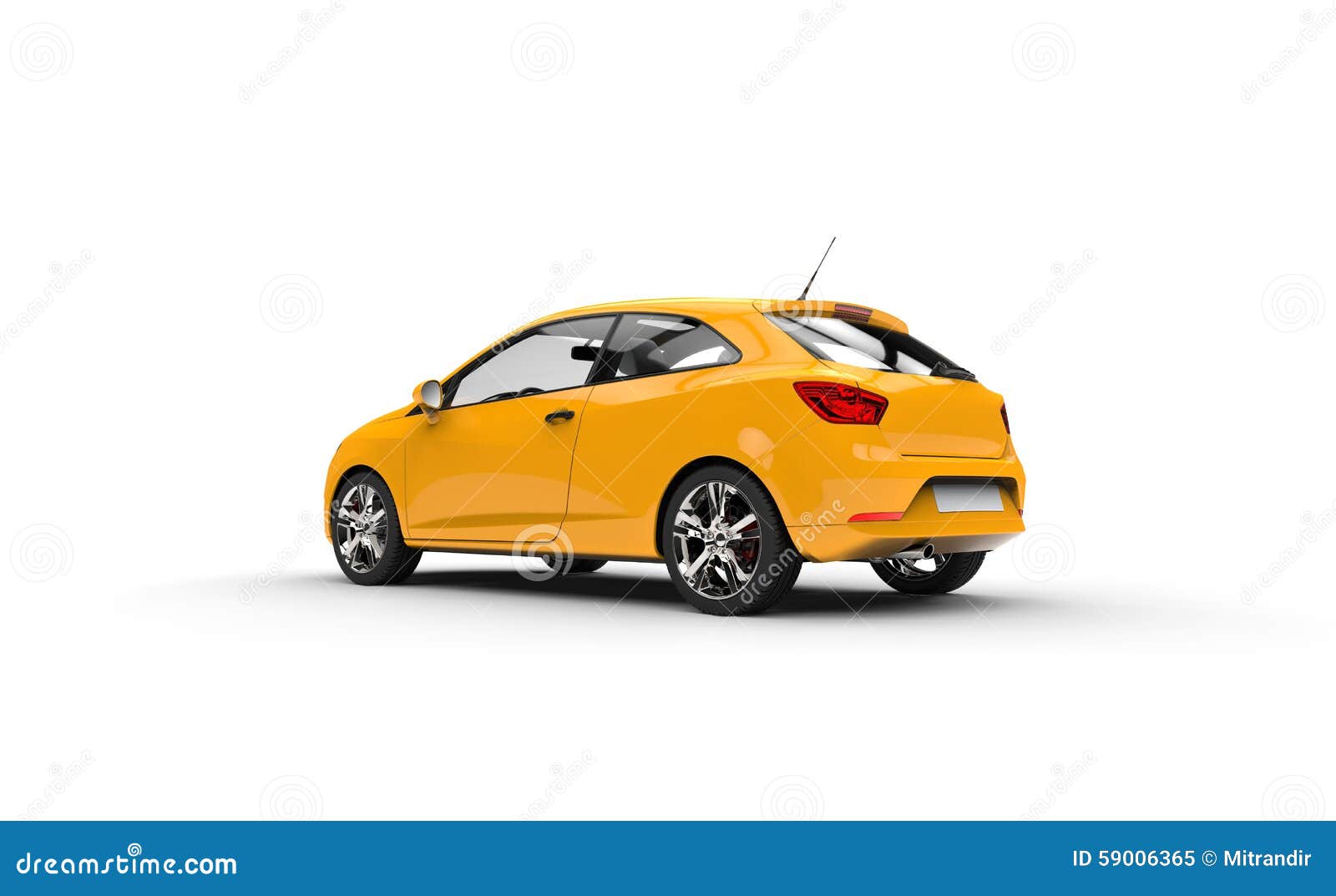 Modern Yellow Car - Rear View Stock Illustration - Illustration of ...
