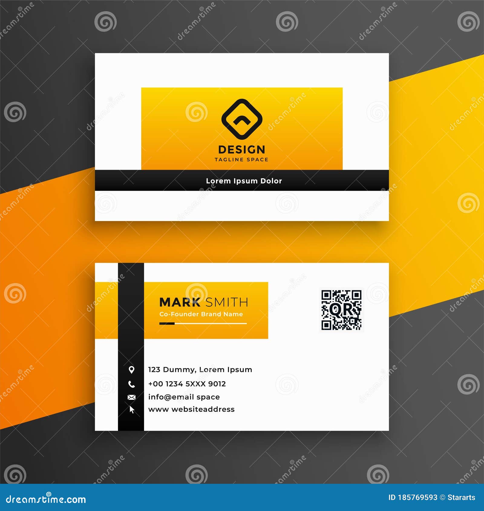 Modern Yellow Color Business Card Design Template Stock Vector ...