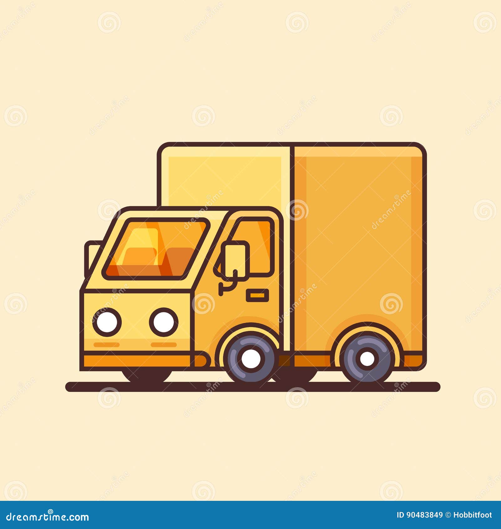 Modern Yellow Delivery Truck Icon. Stock Vector - Illustration of flat ...