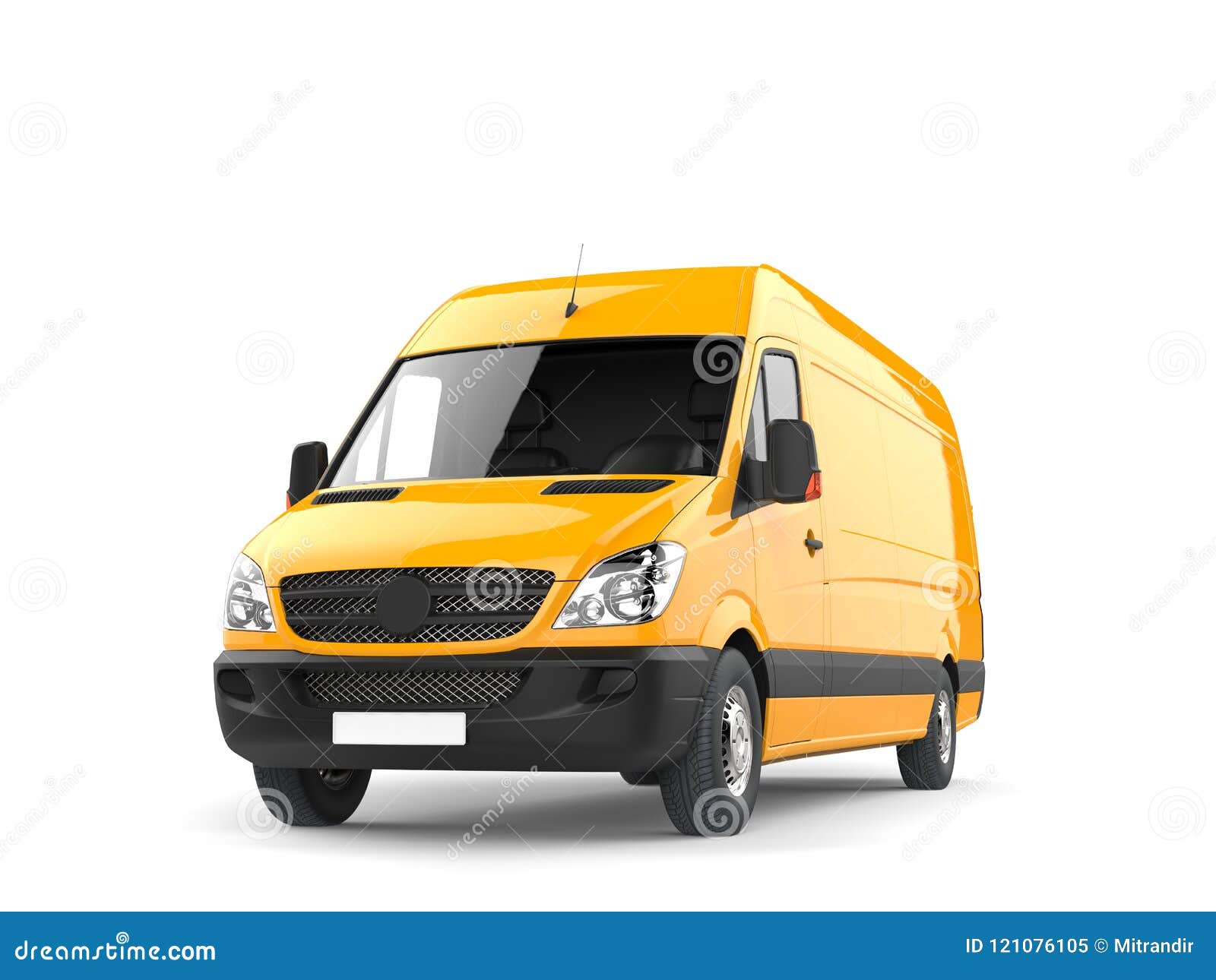 Modern Yellow Delivery Van - Front View Stock Illustration ...