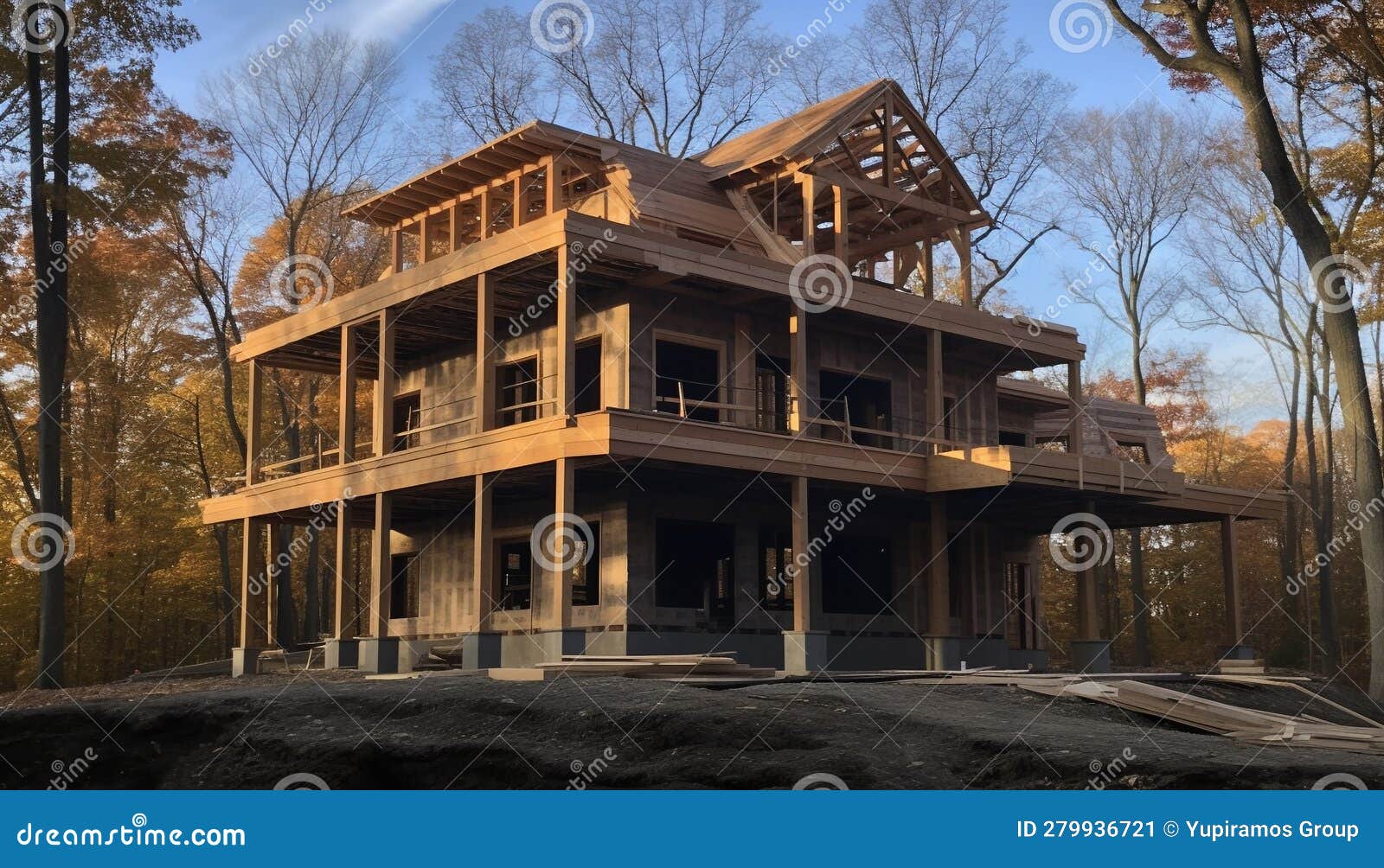 Modern Yellow Home Built with Timber from Surrounding Forest Generated ...