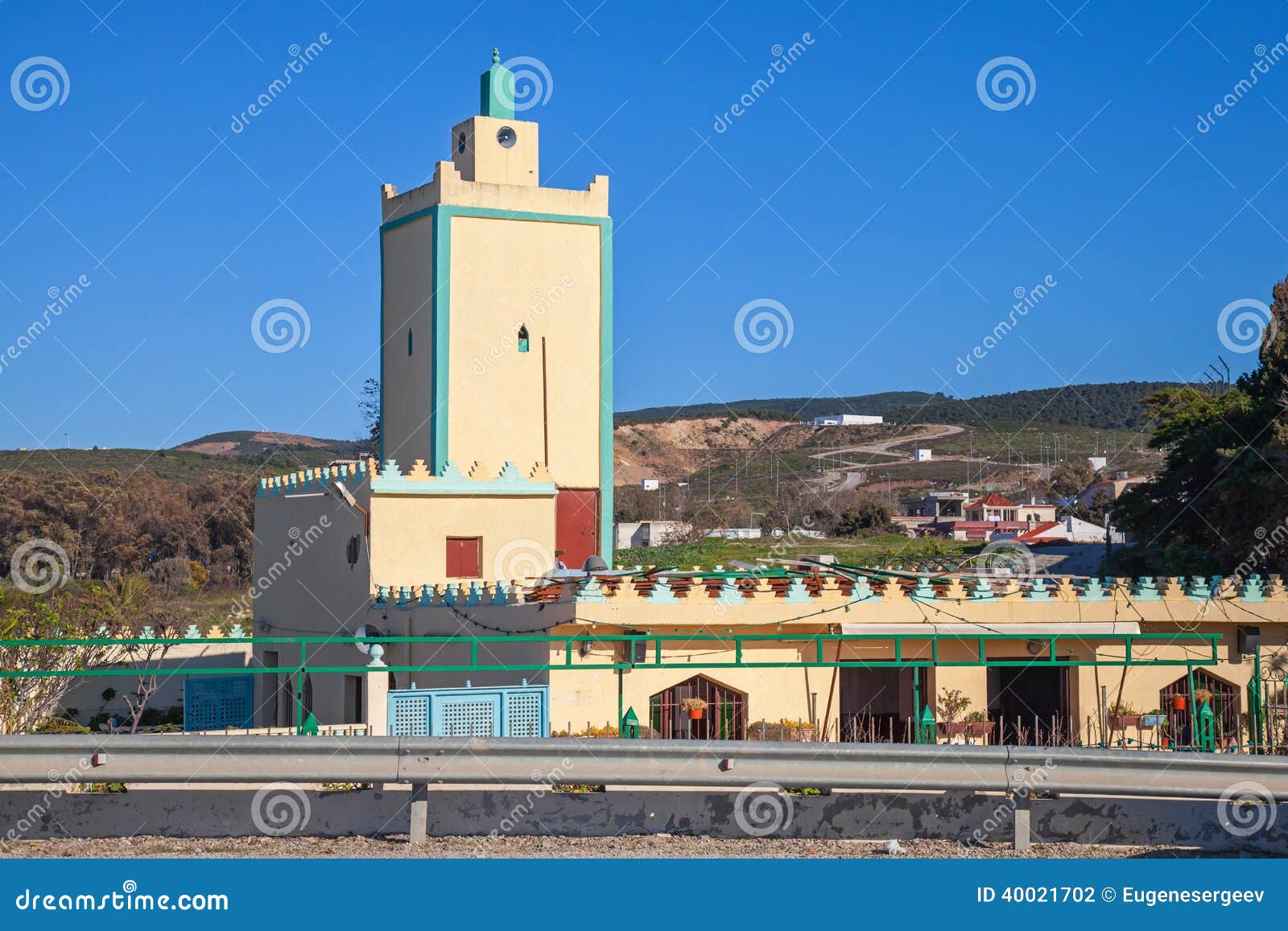 Modern Yellow Mosque Building. Tangier, Morocco Stock Photo - Image of ...