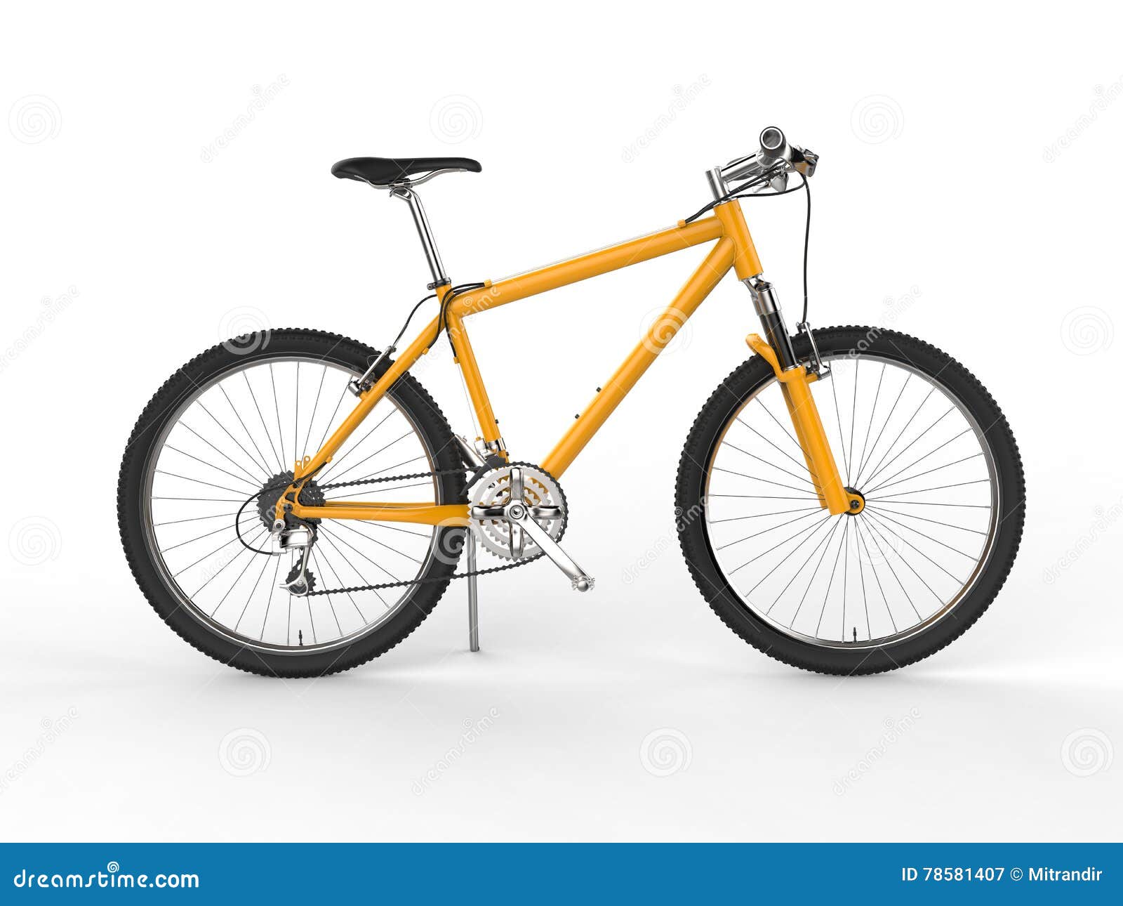 Yellow Mountain Bike - Top View - Sidestand Royalty-Free Stock Photo ...