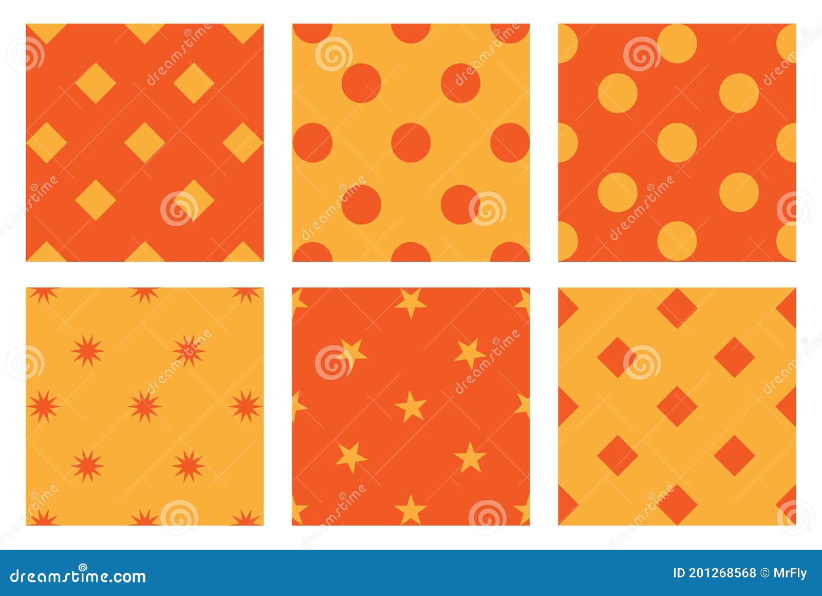 Modern Yellow and Orange 6 Patterns Set, Vector Illustration Stock ...