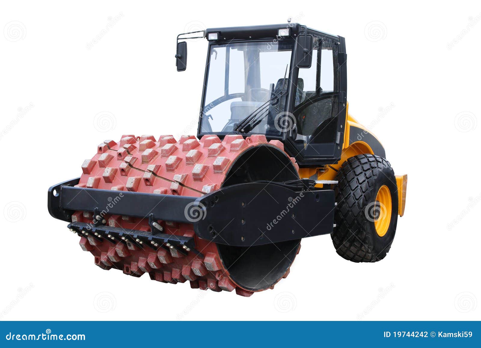 Modern yellow road-roller stock photo. Image of road - 19744242