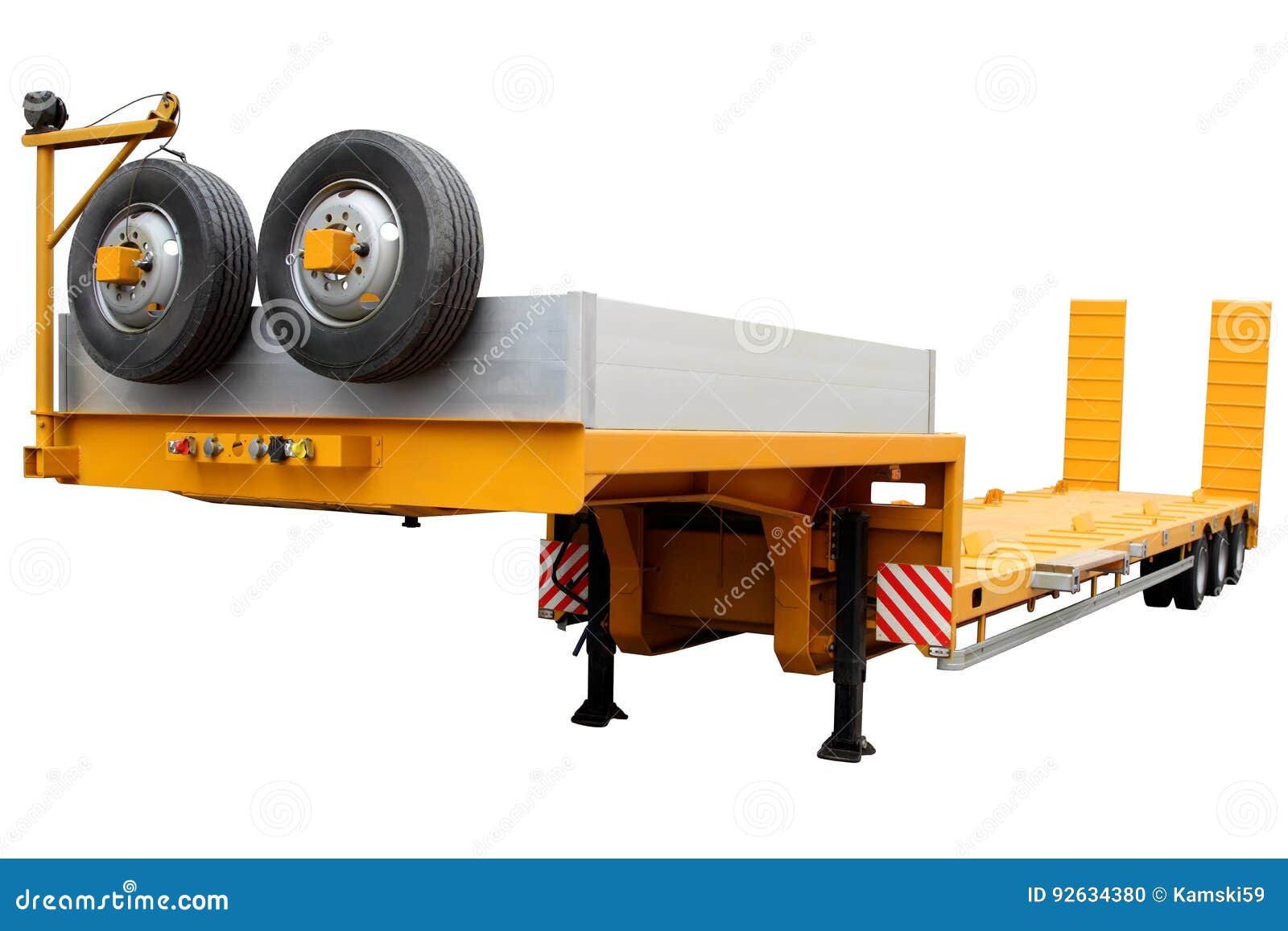 Modern Yellow Trailer To Transport Cargo and Equipment. Stock Photo ...