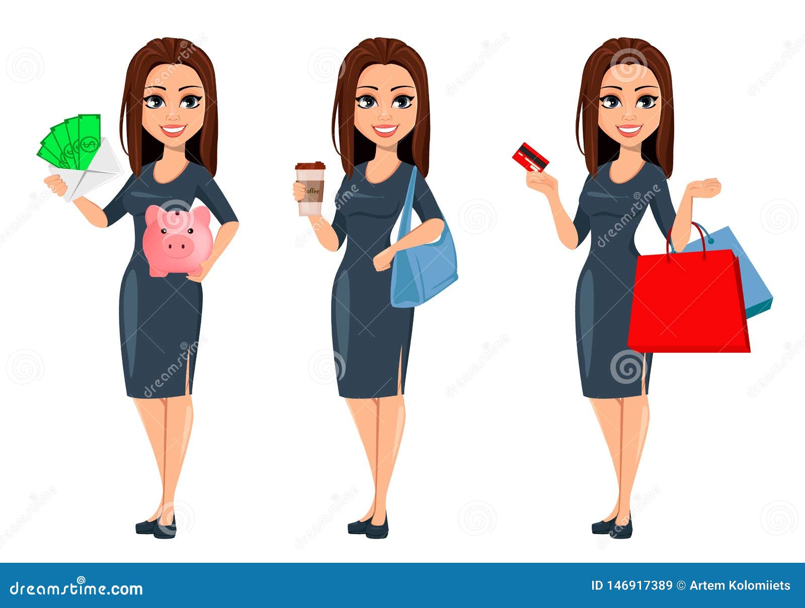 Modern Young Business Woman in Gray Dress Stock Vector - Illustration ... Modern Young Business Woman in Gray Dress Stock Vector - Illustration ...