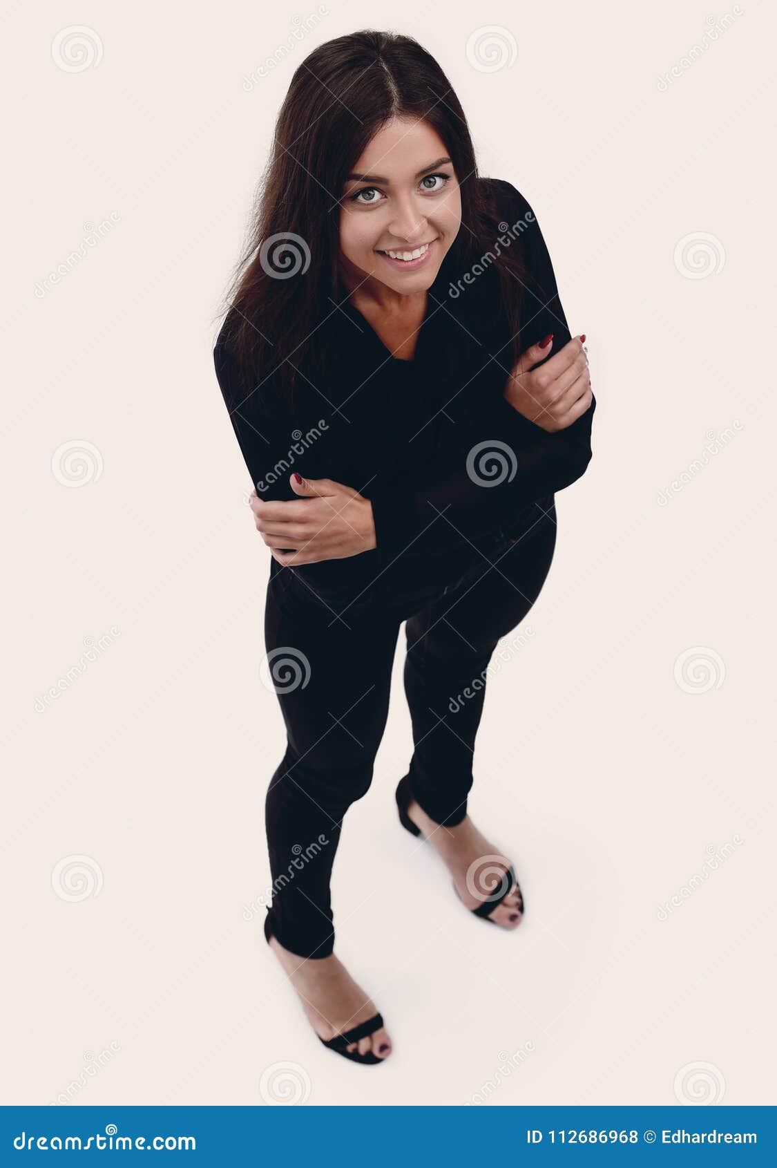View from Above. Modern Young Business Woman Looking Up Stock Photo ... View from Above. Modern Young Business Woman Looking Up Stock Photo ...