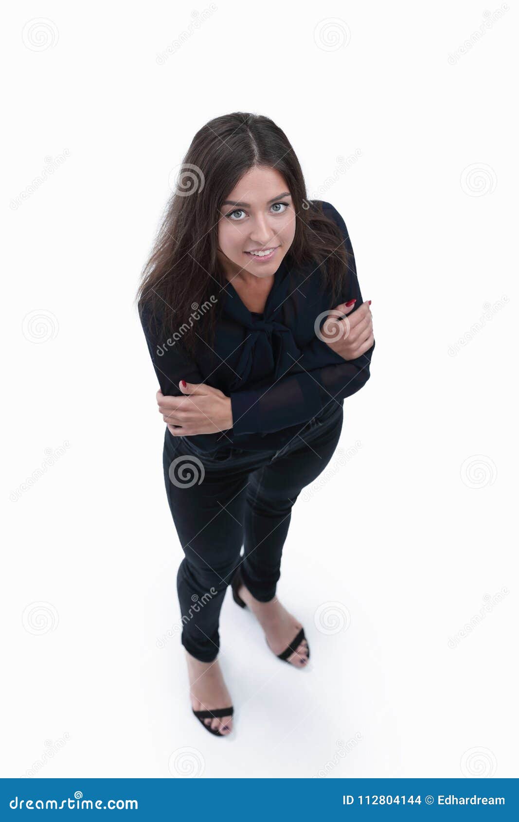 View from Above. Modern Young Business Woman Looking Up Stock Photo ... View from Above. Modern Young Business Woman Looking Up Stock Photo ...