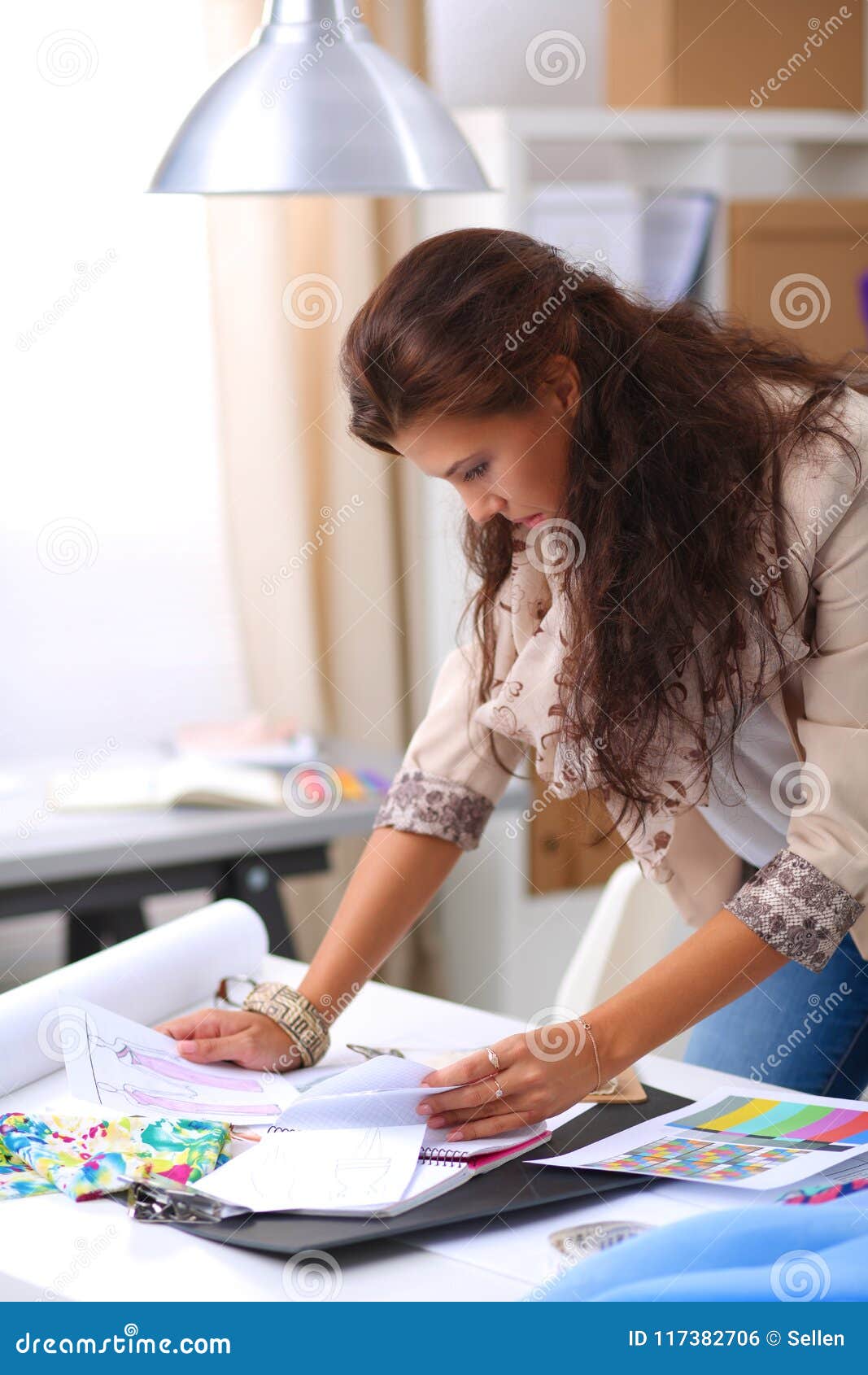 Young Fashion Designer Working at Studio. Stock Photo - Image of ...