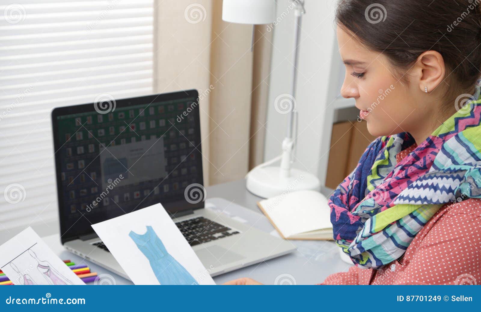 Modern Young Fashion Designer Working at Studio. Stock Image - Image of ...