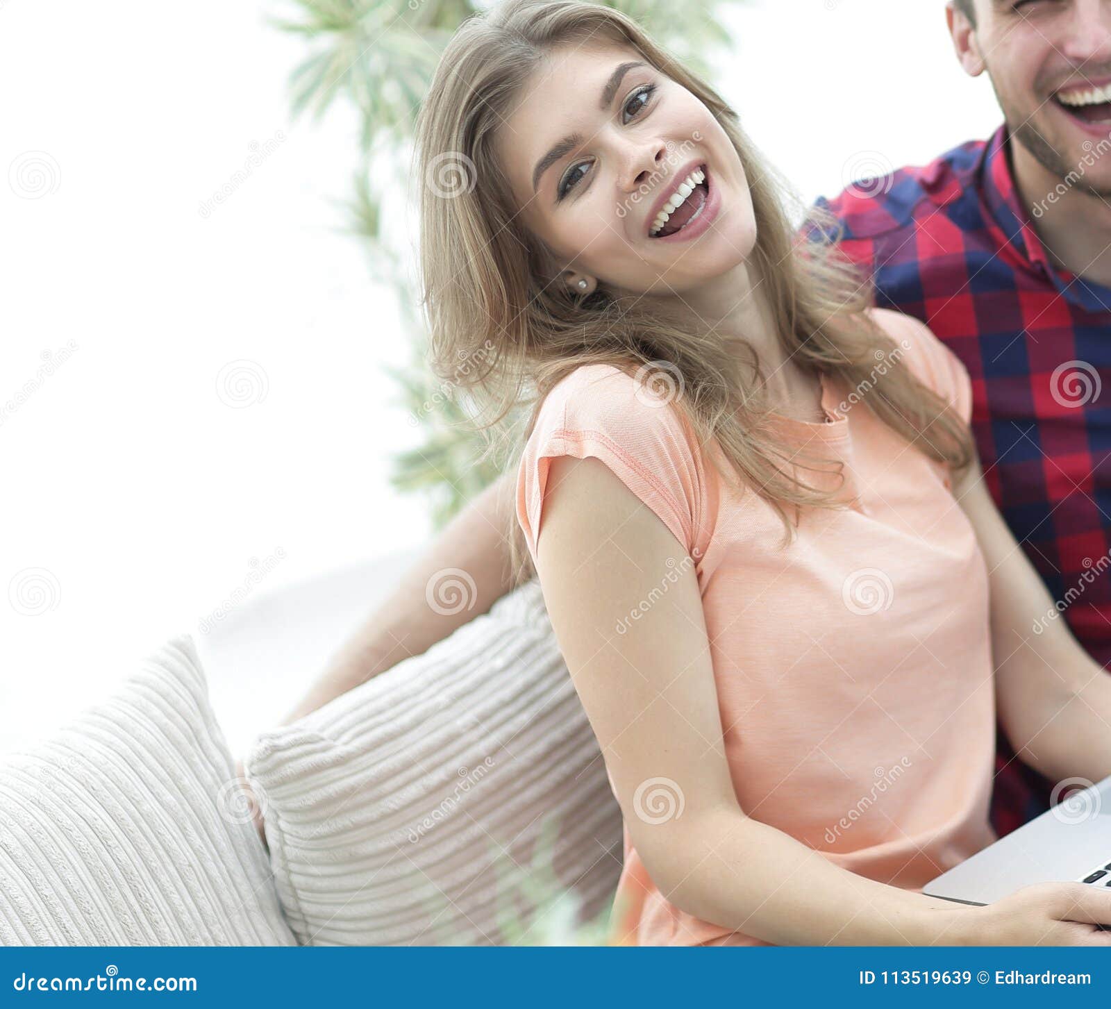 Modern Young People Using Laptop at Home. Stock Image - Image of ...