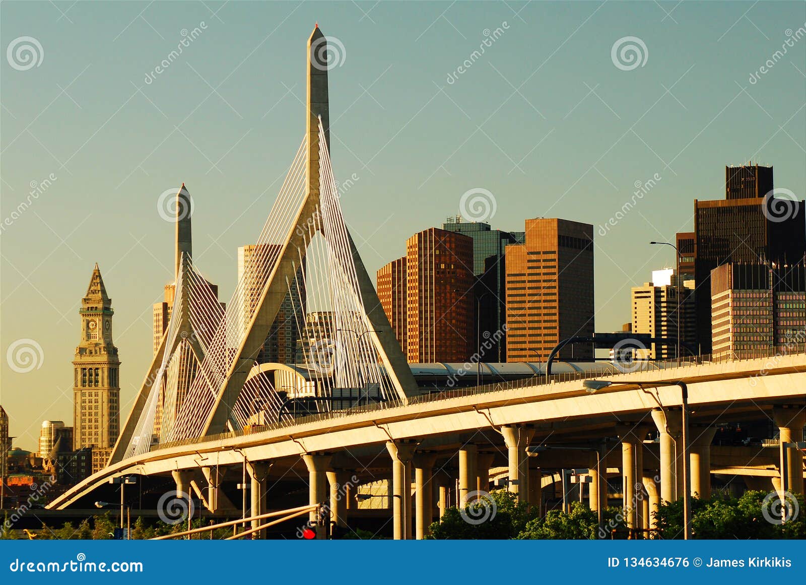 Zakim Bridge, Boston stock photo. Image of interstate - 134634676