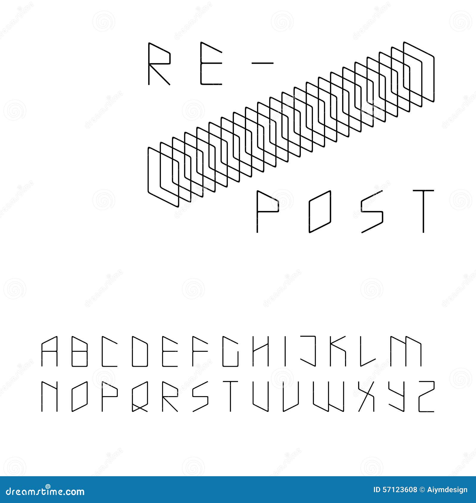 Modern Zip Code Style Sans Serif Font Stock Vector - Illustration of ...