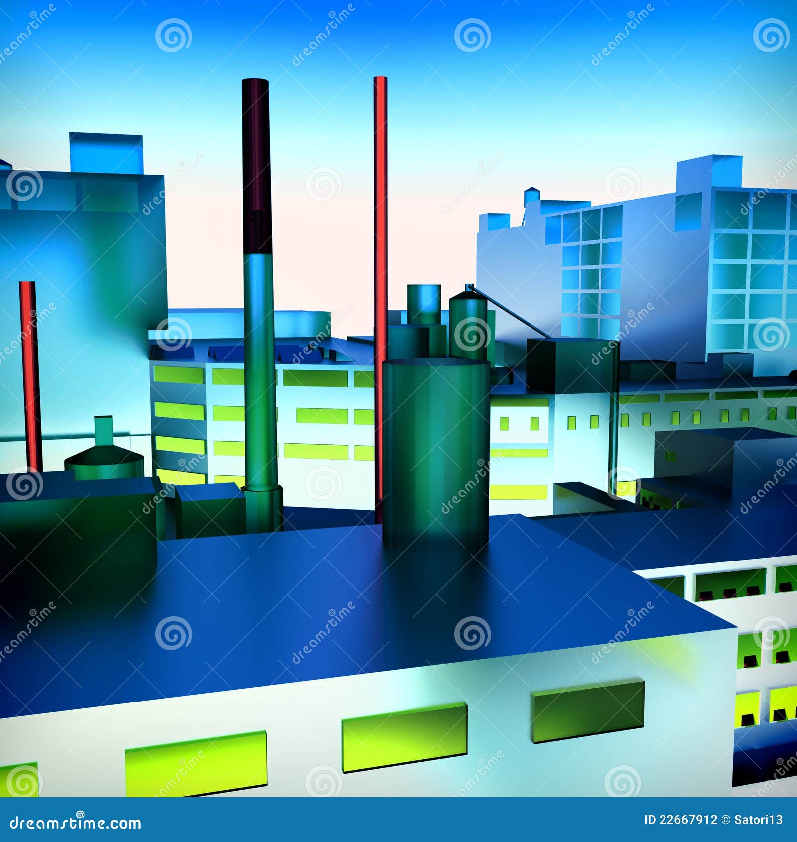Moderne fabriek stock illustratie. Illustration of vervuiler - 22667912