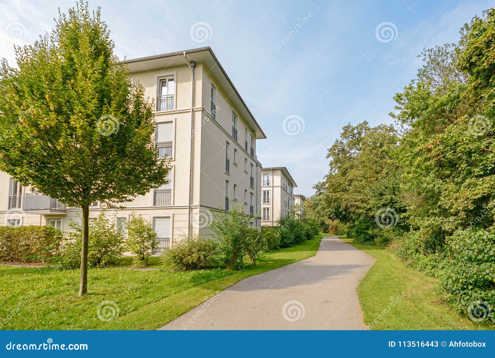Moderne Flatgebouwen in Een Groene Woonwijk in De Stad Stock Afbeelding ...