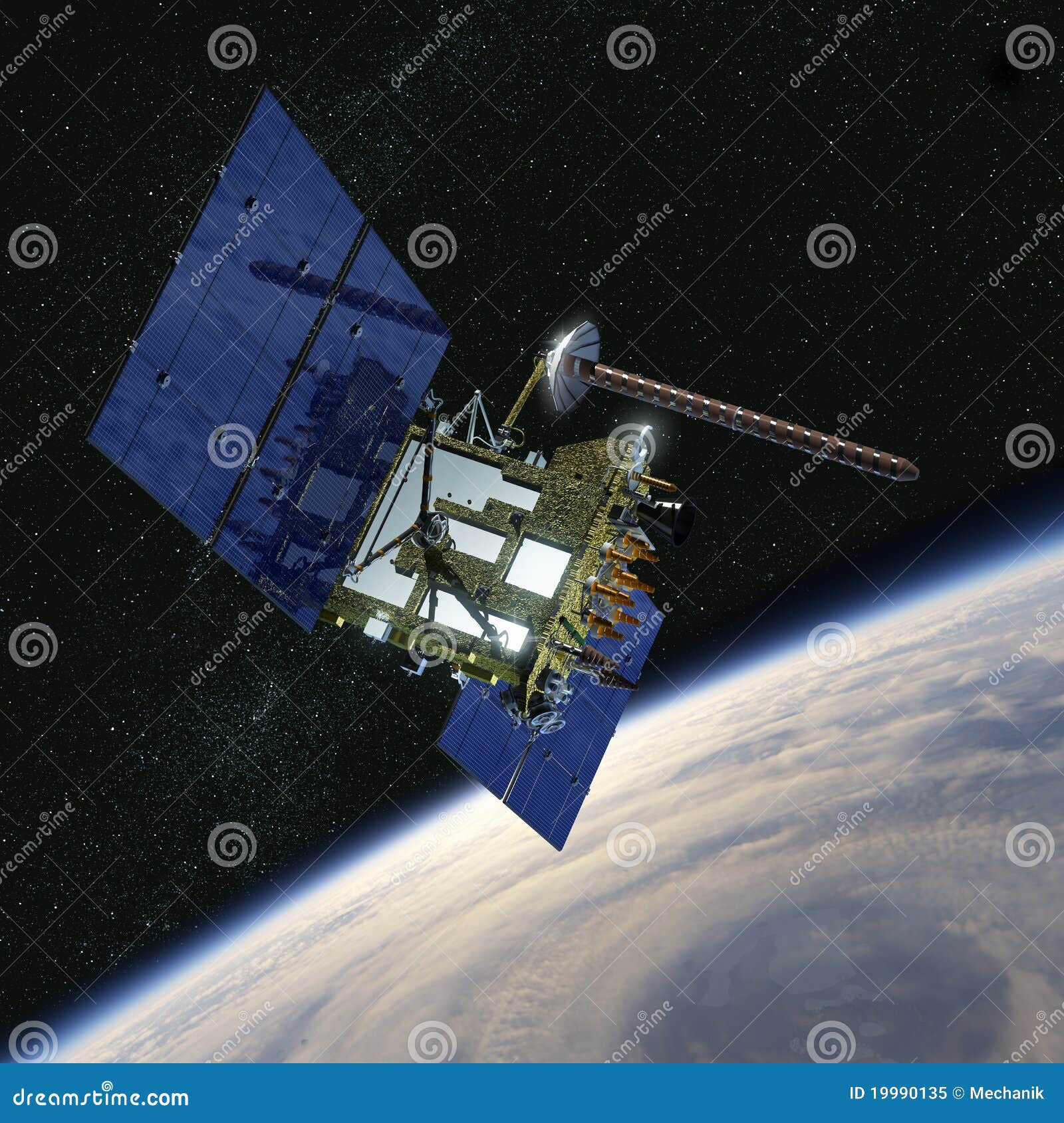 Moderne GPS satelliet stock illustratie. Illustration of radar - 19990135