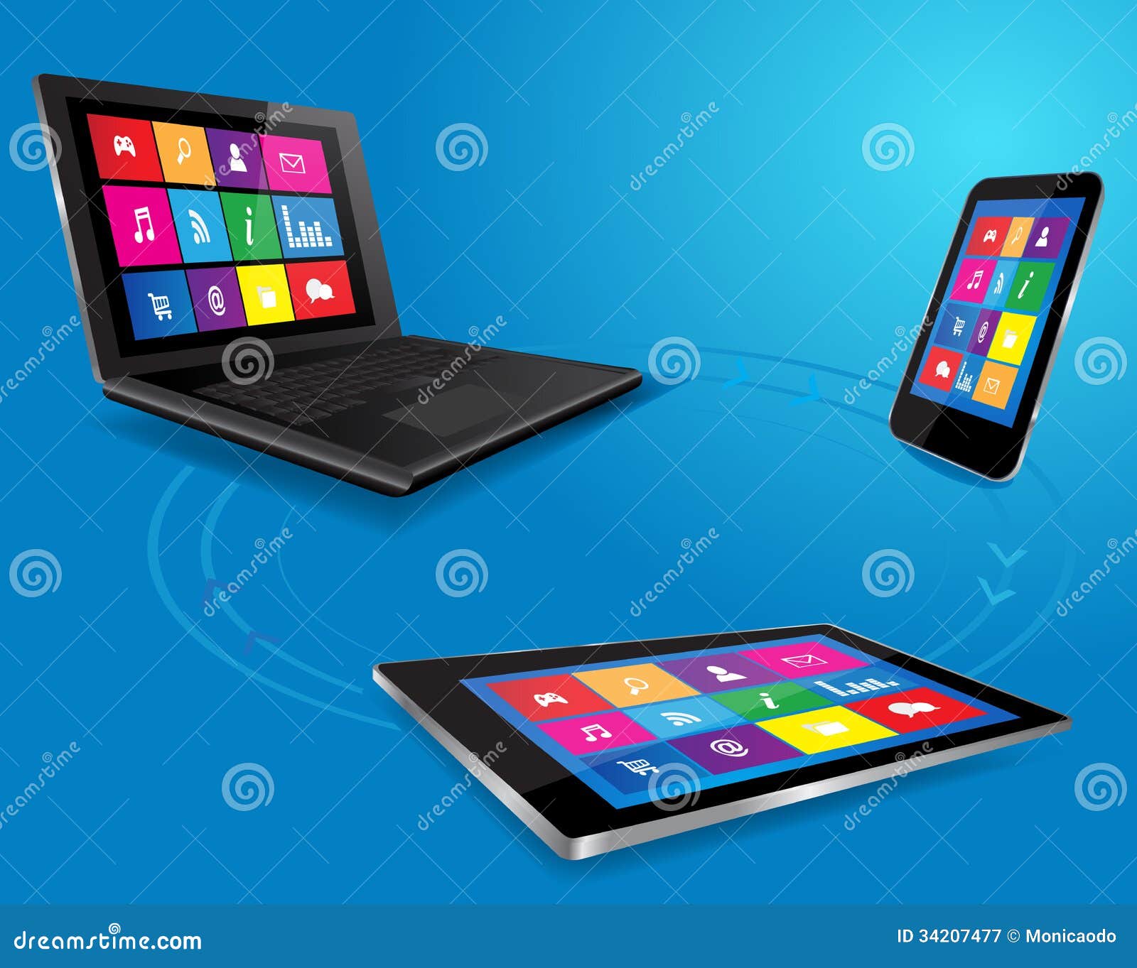 Moderne Laptop, Tablet En Slimme Telefoon Vector Illustratie ...