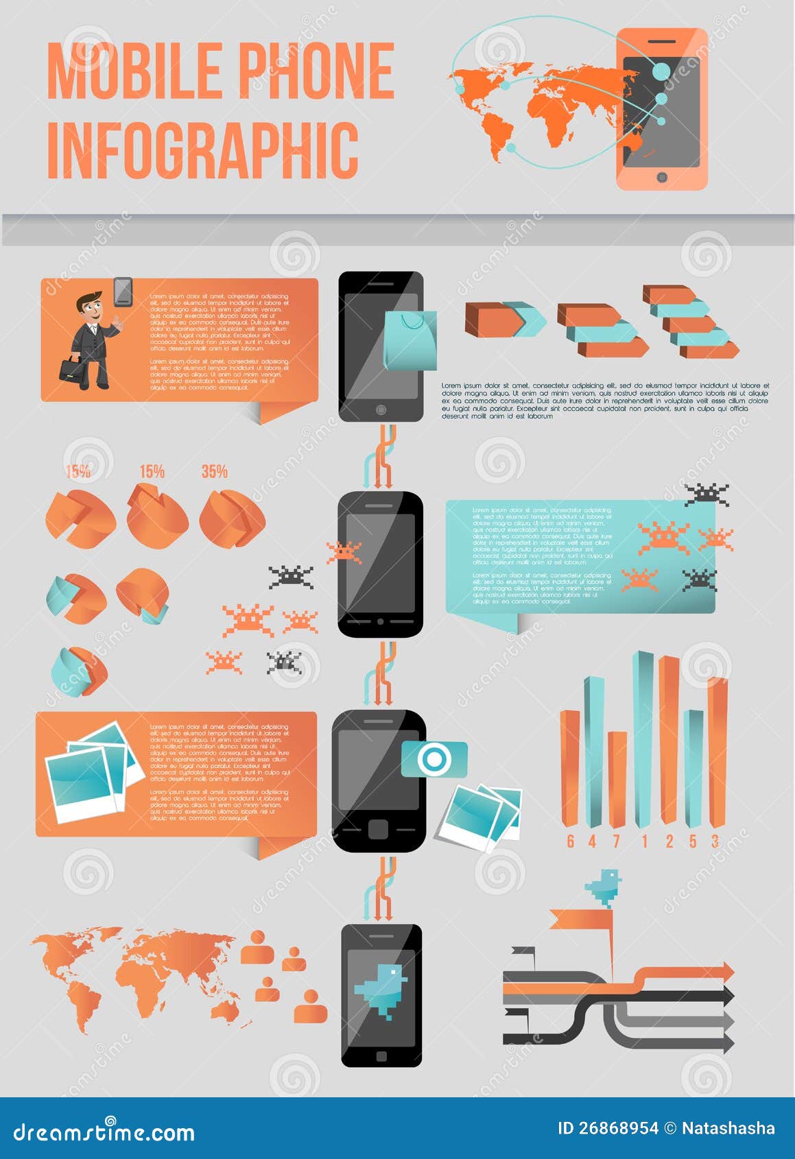 Moderne Mobiele Infographic Telefoon Stock Illustratie - Illustration ...
