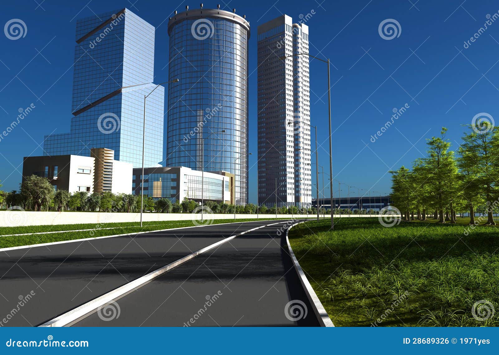 Moderne stad stock illustratie. Illustration of hemel - 28689326