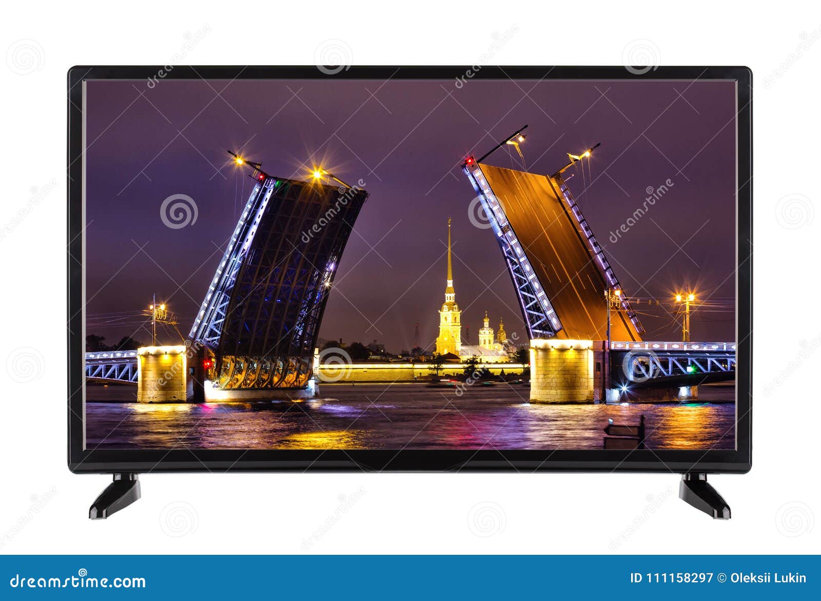 Moderne Televisie Met Het Beeld Van De Nachtstad Stock Afbeelding ...