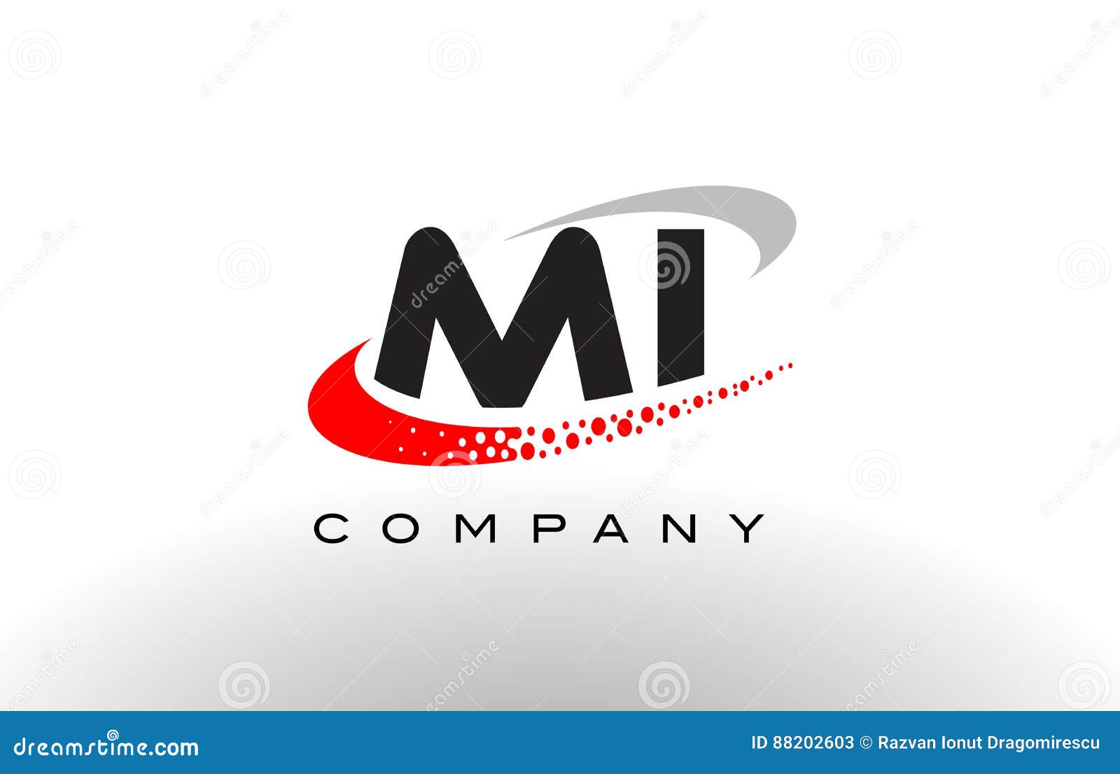 Moderner Buchstabe Logo Design MI Mit Rot Punktiertem Swoosh Vektor ...