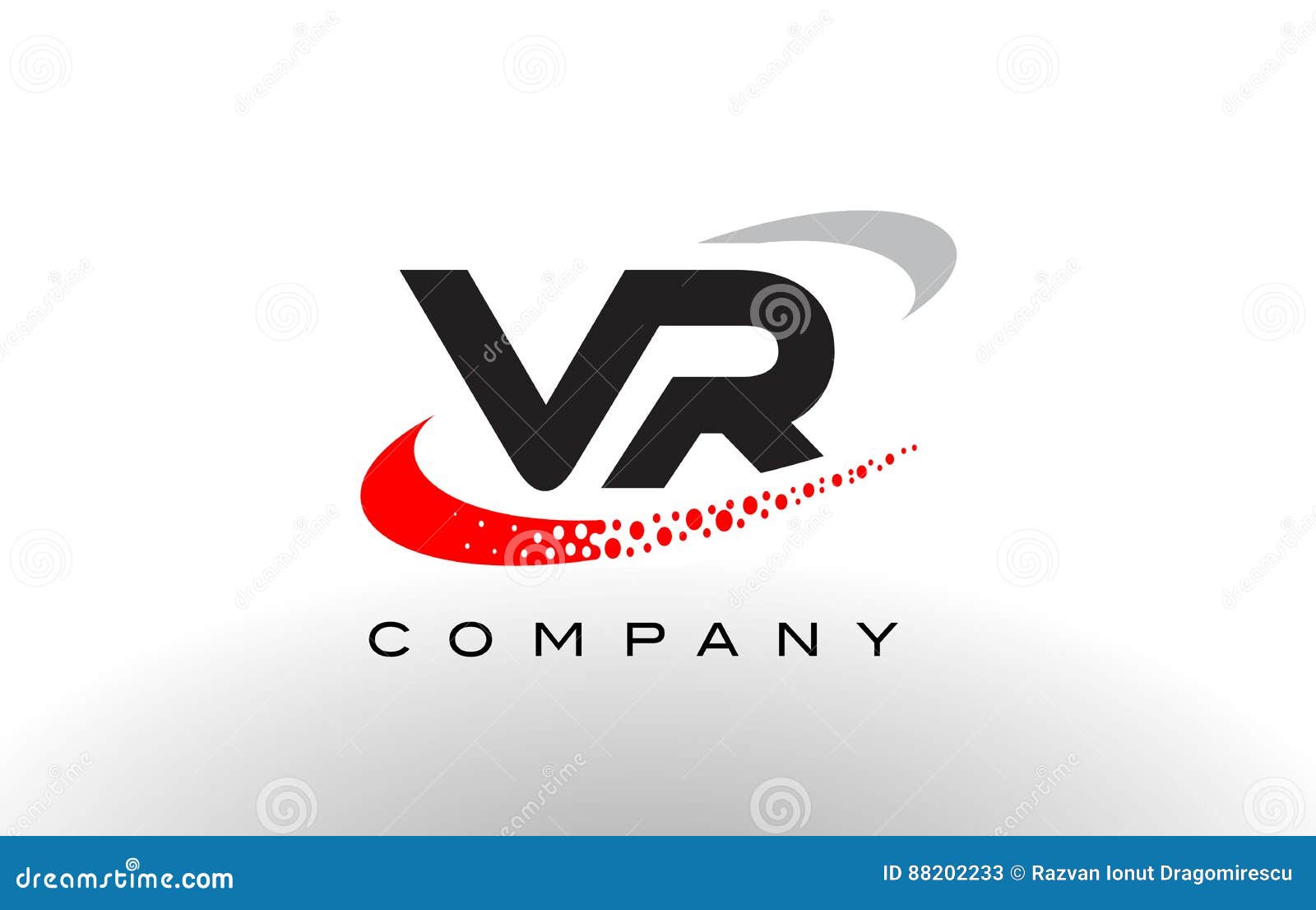 Moderner Buchstabe Logo Design VR Mit Rot Punktiertem Swoosh Vektor ...