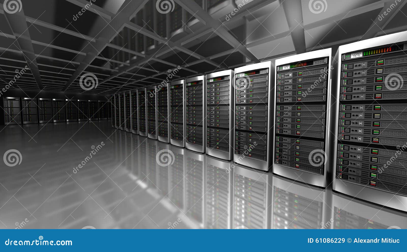 Moderner Innenraum Des Serverraumes Stock Abbildung - Illustration von ...