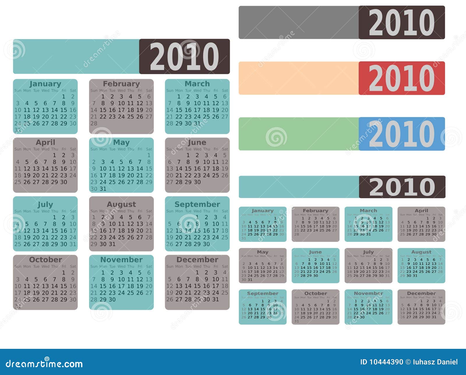 Moderner Kalender 2010 vektor abbildung. Illustration von bunt - 10444390