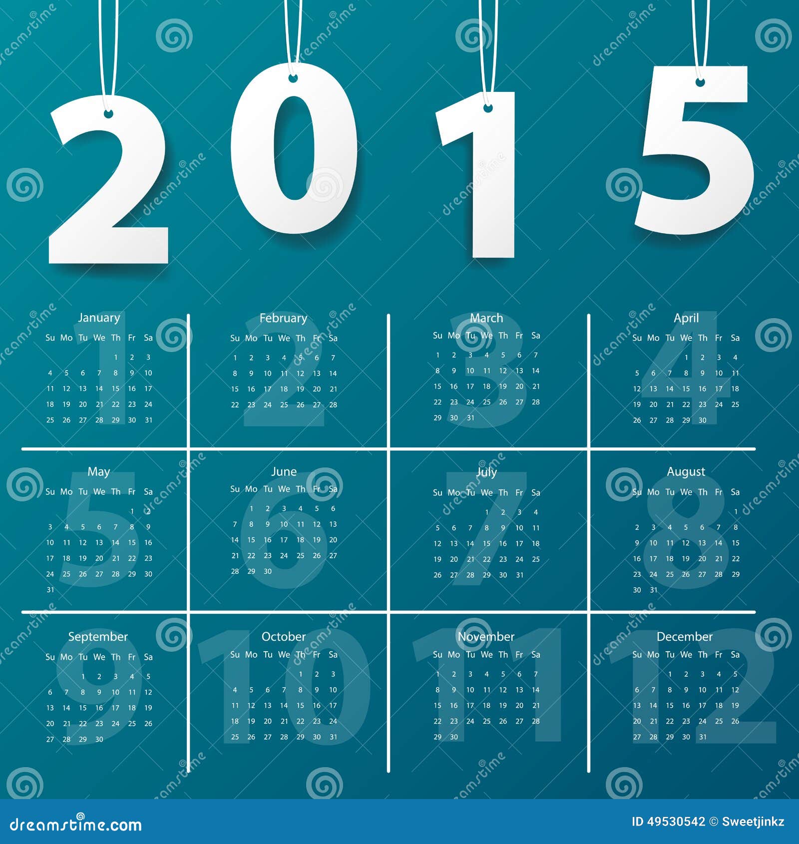 Moderner Kalender 2015 Auf Dunklem Hintergrund Vektor/Illustration ...