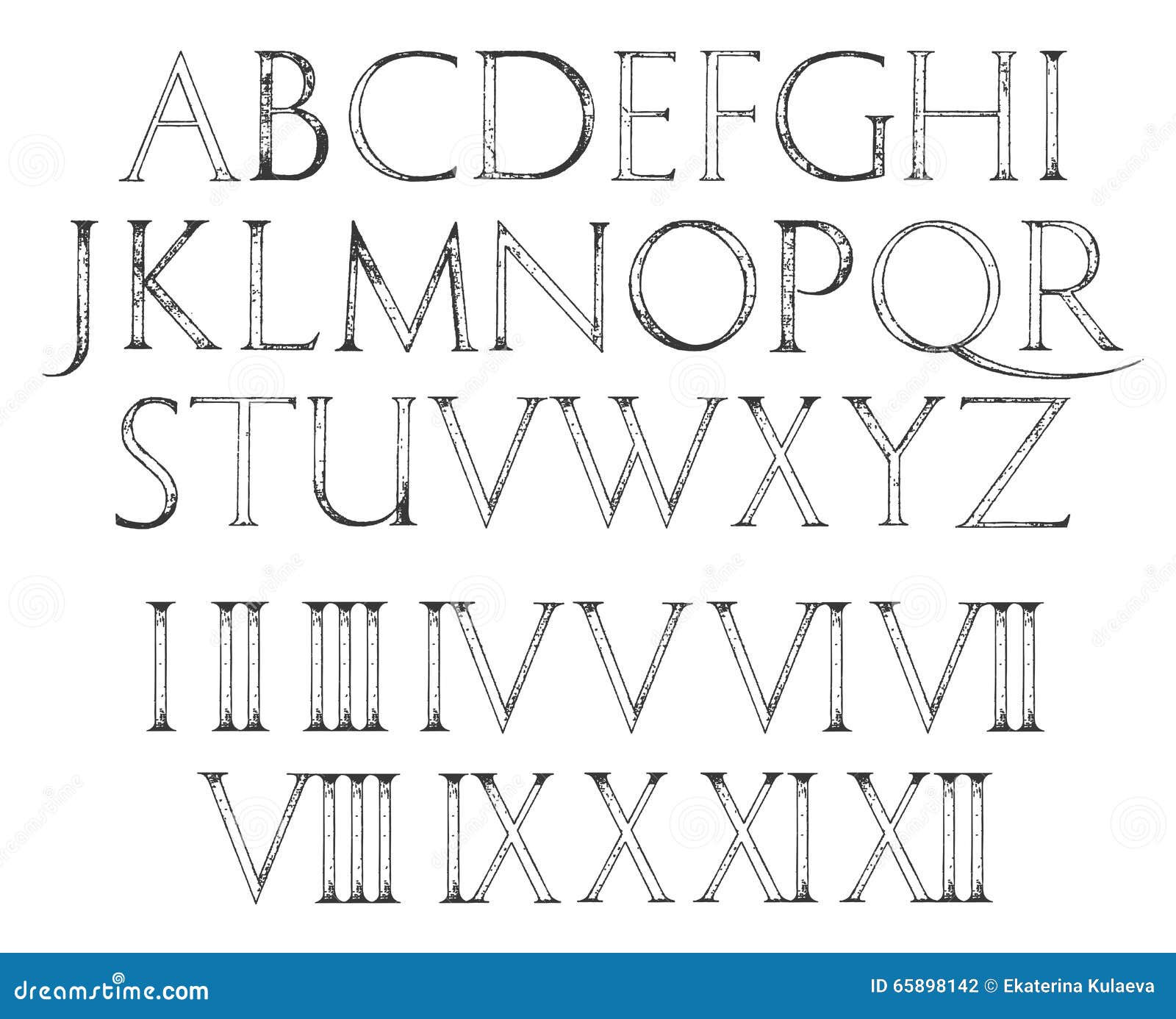 Moderner Roman Classic Alphabet Mit Zahlen Vektor Abbildung ...