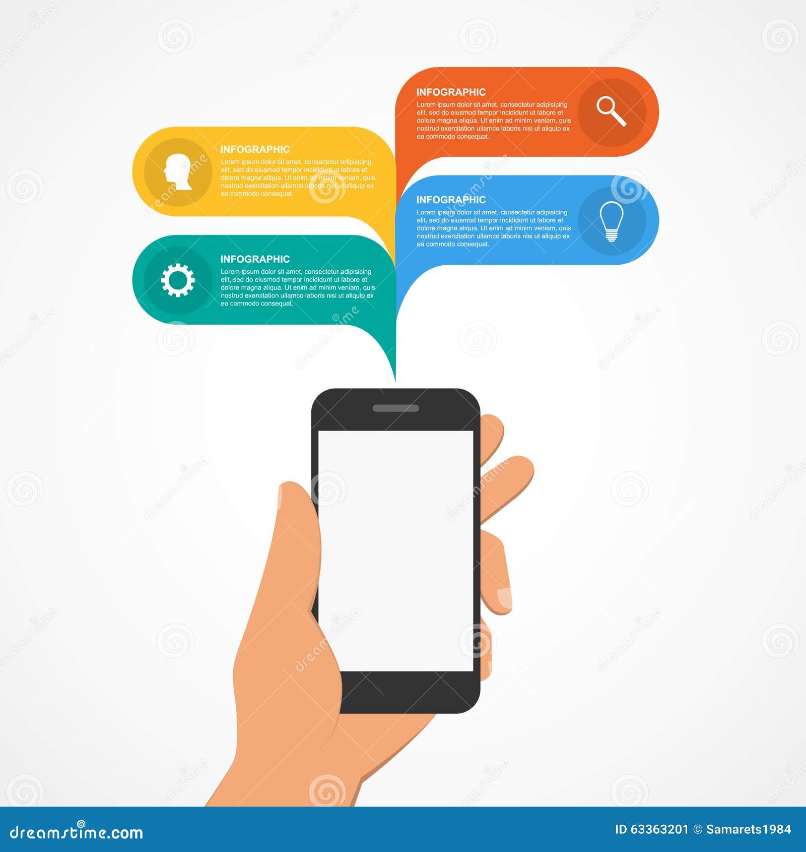 Modernes Design Infographic Mit Handy Vektor Abbildung - Illustration ...