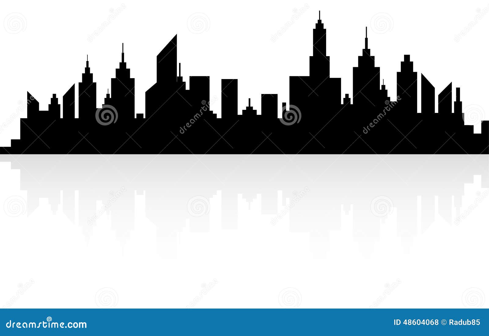 Modernes Stadt-Wolkenkratzer-Skyline-Schattenbild Vektor Abbildung ...