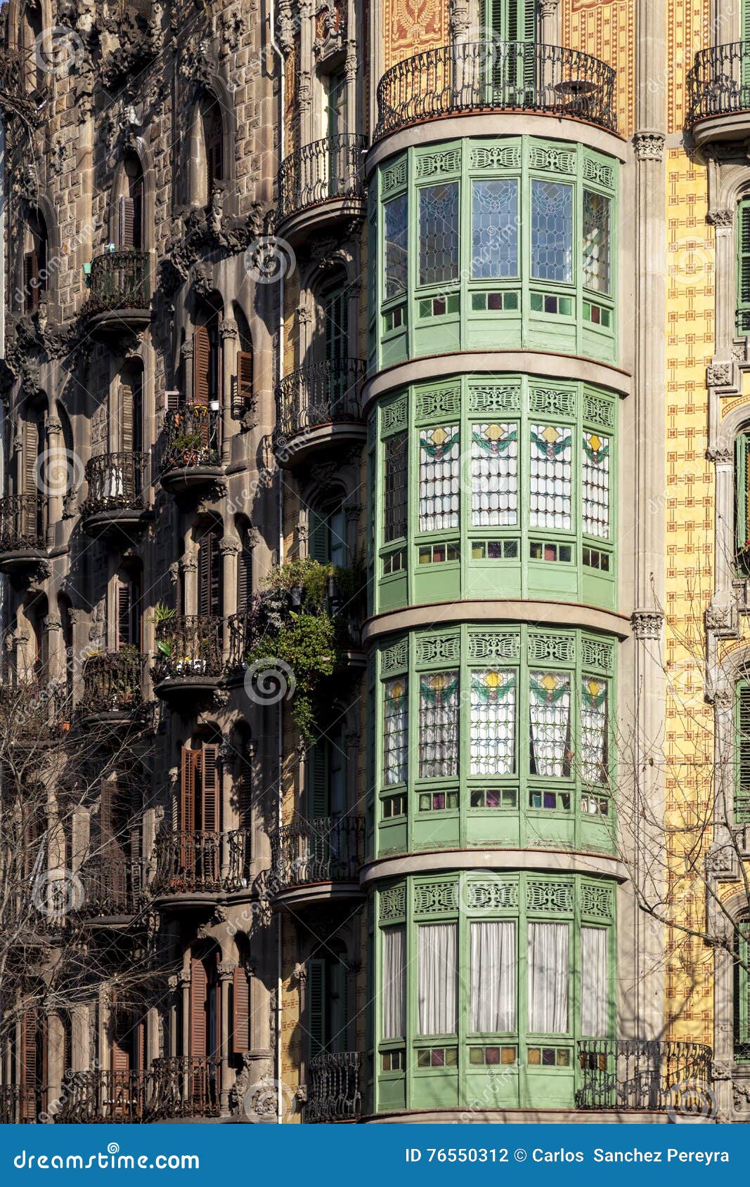 Modernism Building in Eixample District in Barcelona Stock Photo ...