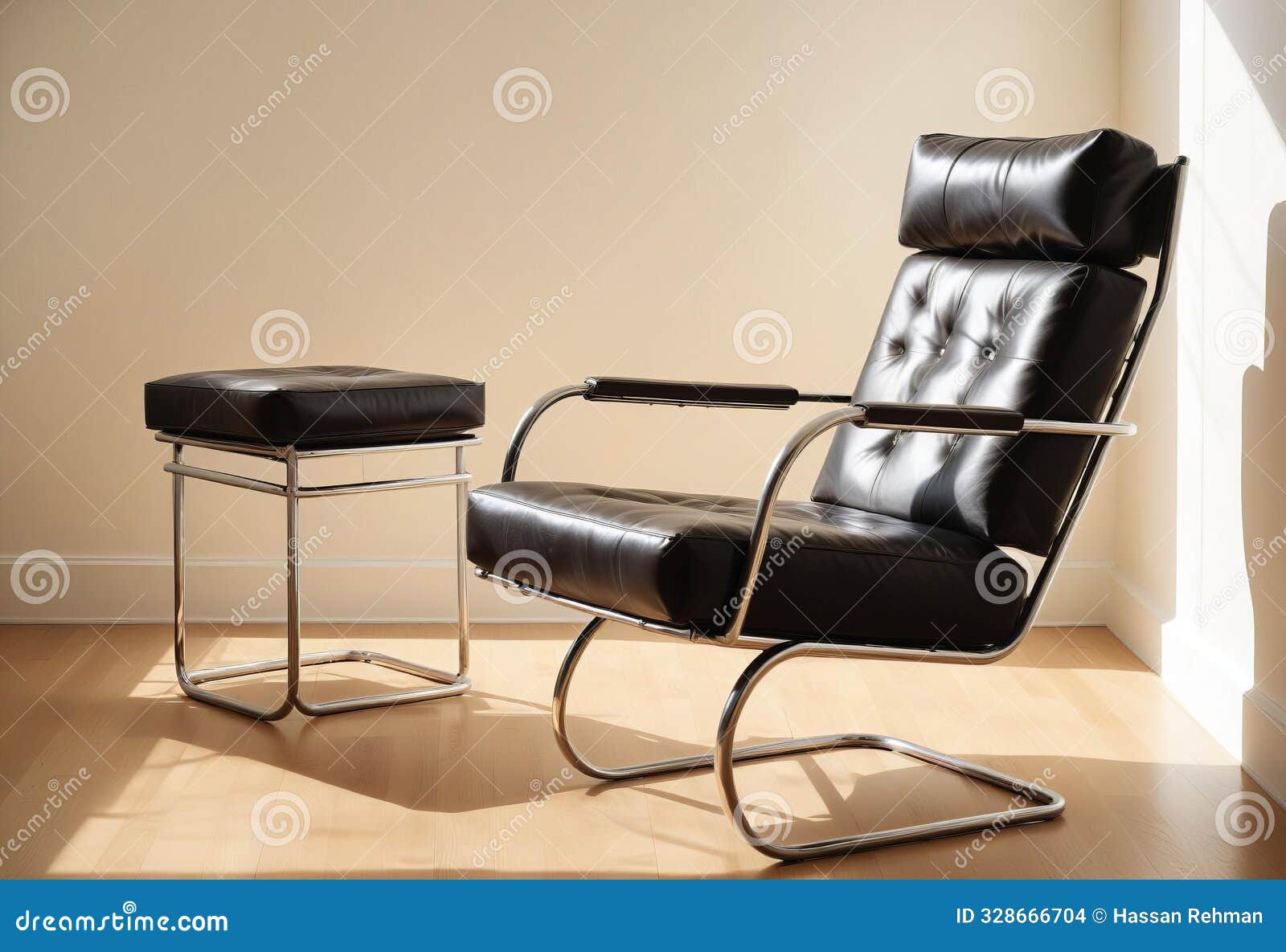 Modernism Chair, Studio Setting, Steel and Leather Texture Stock ...