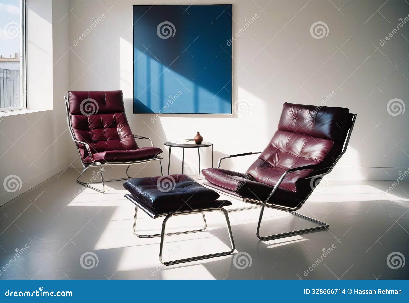 Modernism Chair, Studio Setting, Steel And Leather Texture Royalty-Free ...