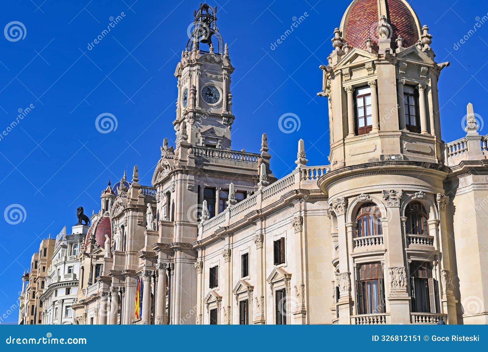 Modernisme Plaza of the City Hall of Valencia Stock Image - Image of ...