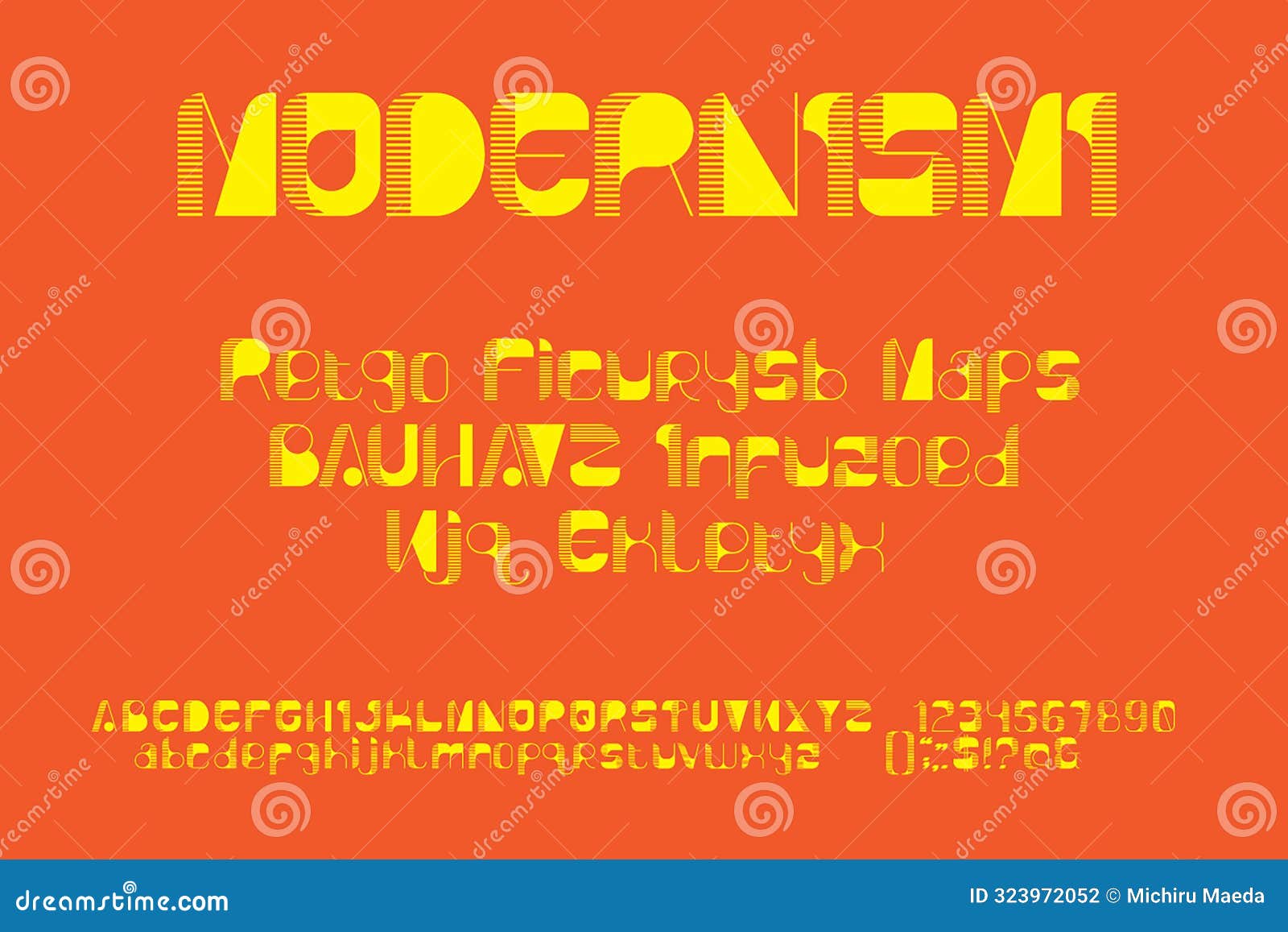 Bold Retrofuturist Font with Pangram Stock Illustration - Illustration ...