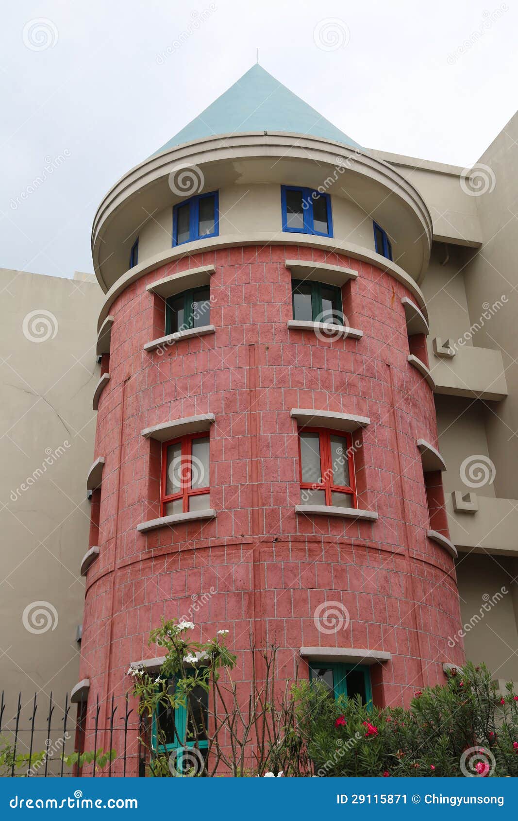 Modernist House Like a Castle Stock Image - Image of brick, tower: 29115871