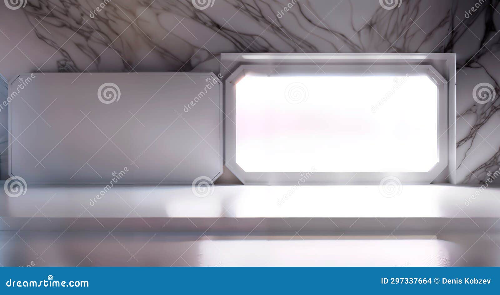 Modernist Interior with Marble Walls and a Luminous Showcase in the ...