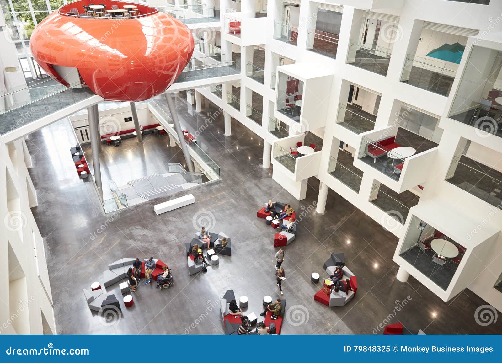 Modernist Interior of a University Atrium, Elevated View Stock Image ...