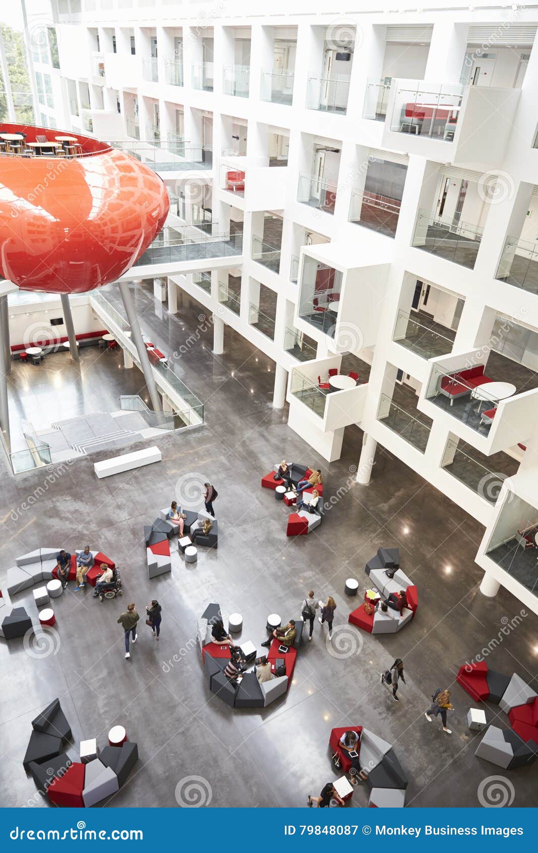 Modernist Interior of a University Atrium, Vertical Stock Image - Image ...