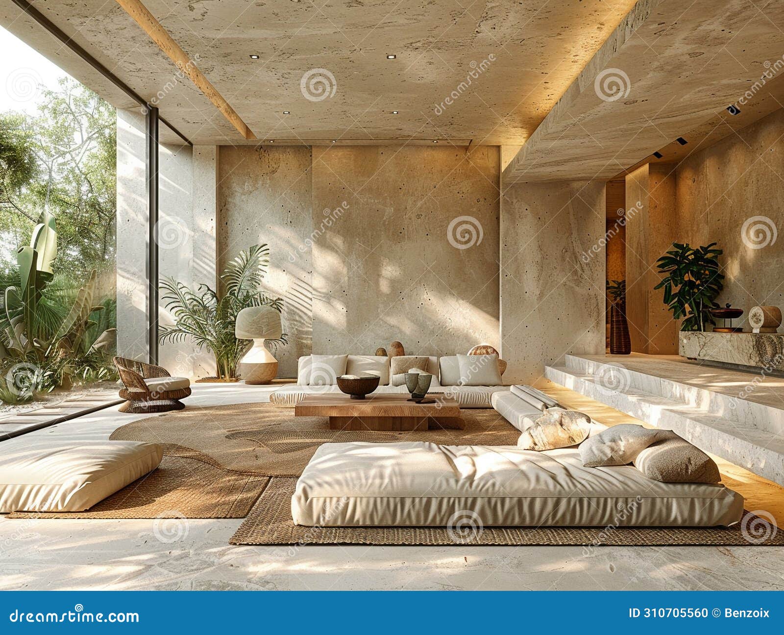 Modernist Villa with Open Spaces Natural Light Stock Illustration ...