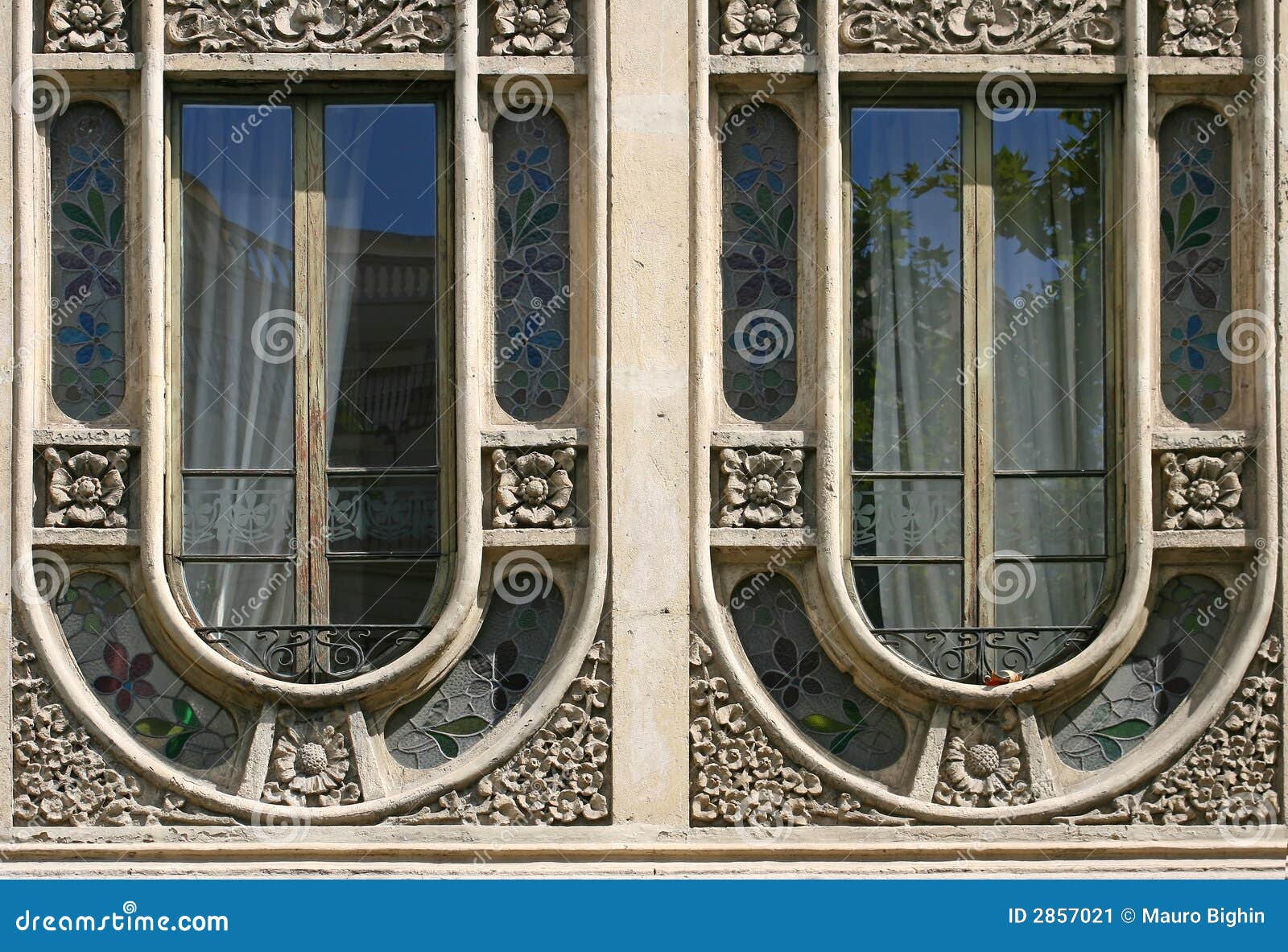 Modernist Windows in Barcelona Stock Image - Image of travel, europe ...
