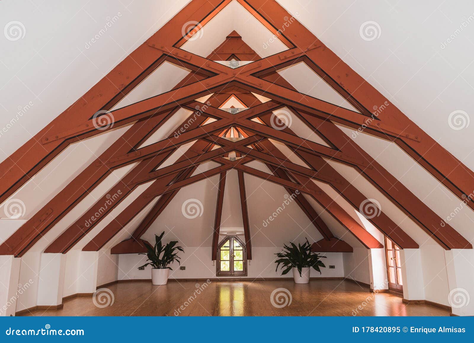 Modernist Wooden Building in the Shape of Triangles Stock Image - Image ...
