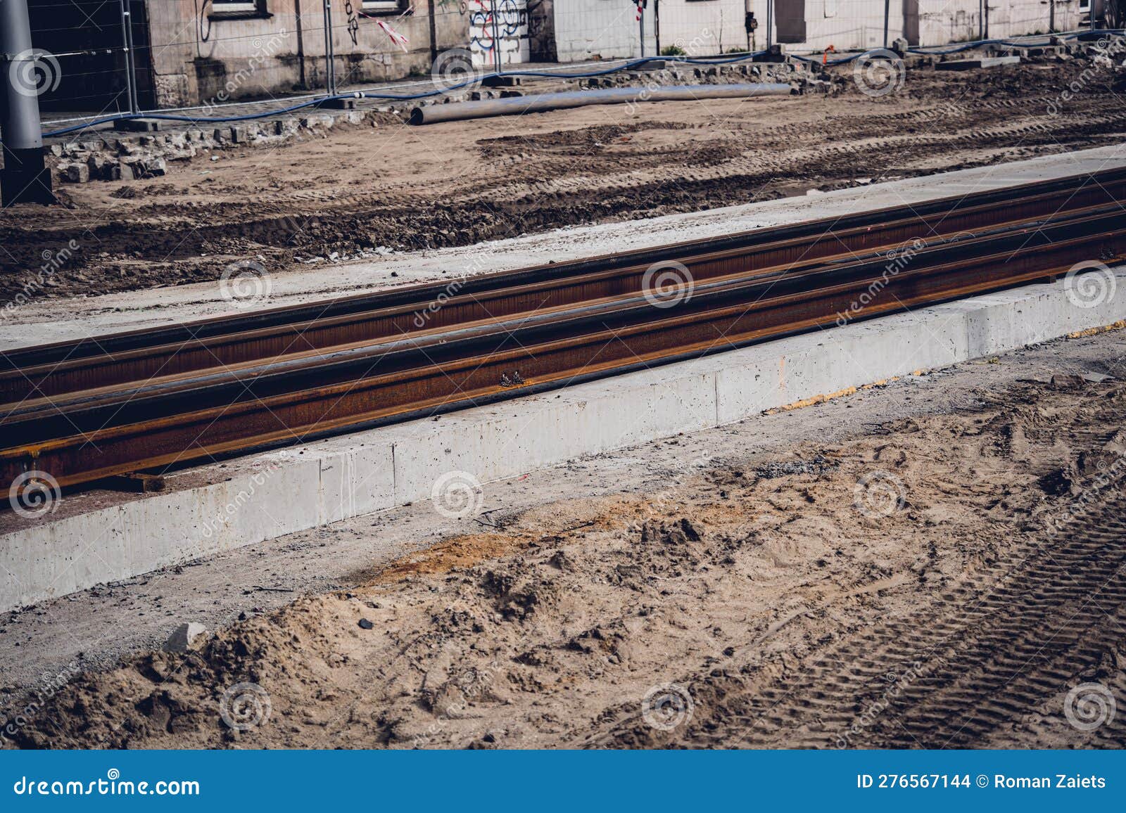 Modernization of Old Tram Tracks on Urban Construction Stock Photo ...