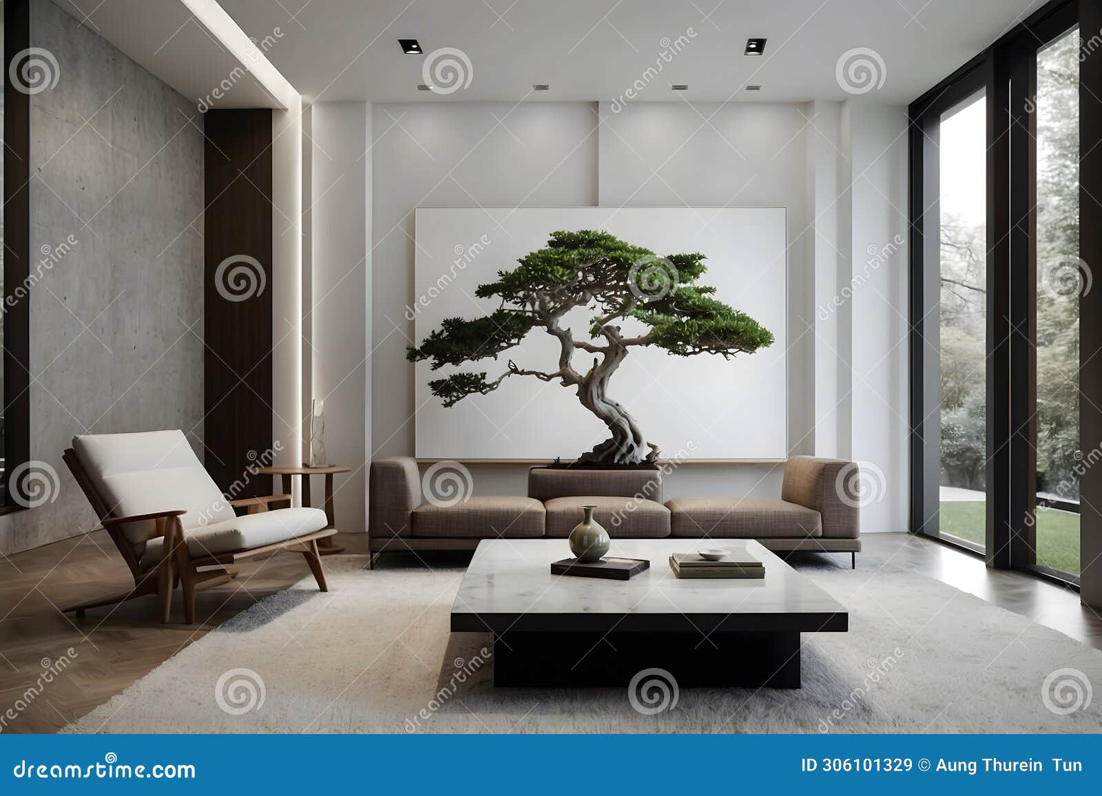 Modernized Decorated Room with a Bonsai Tree Stock Image - Image of ...