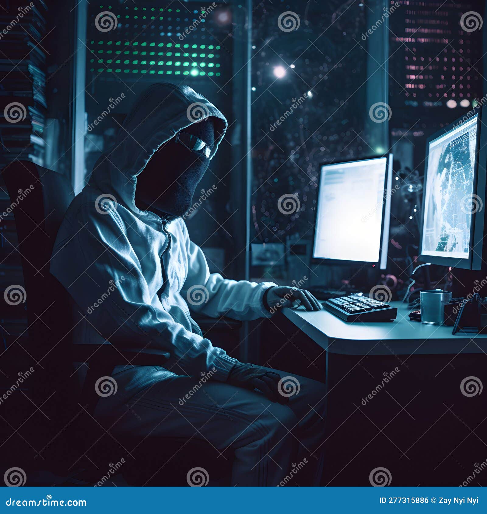 Modernized Hacker with Hoodie. Concept of Dark Web, Cybercrime ...