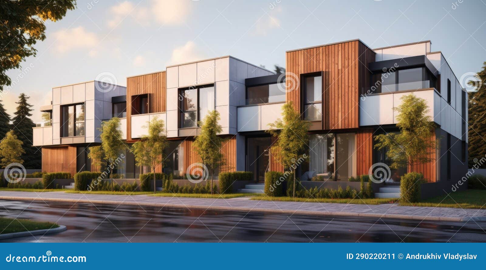 Modernos Edificios Modulares Privados. Exterior De Arquitectura Residencial Stock de ilustración ...