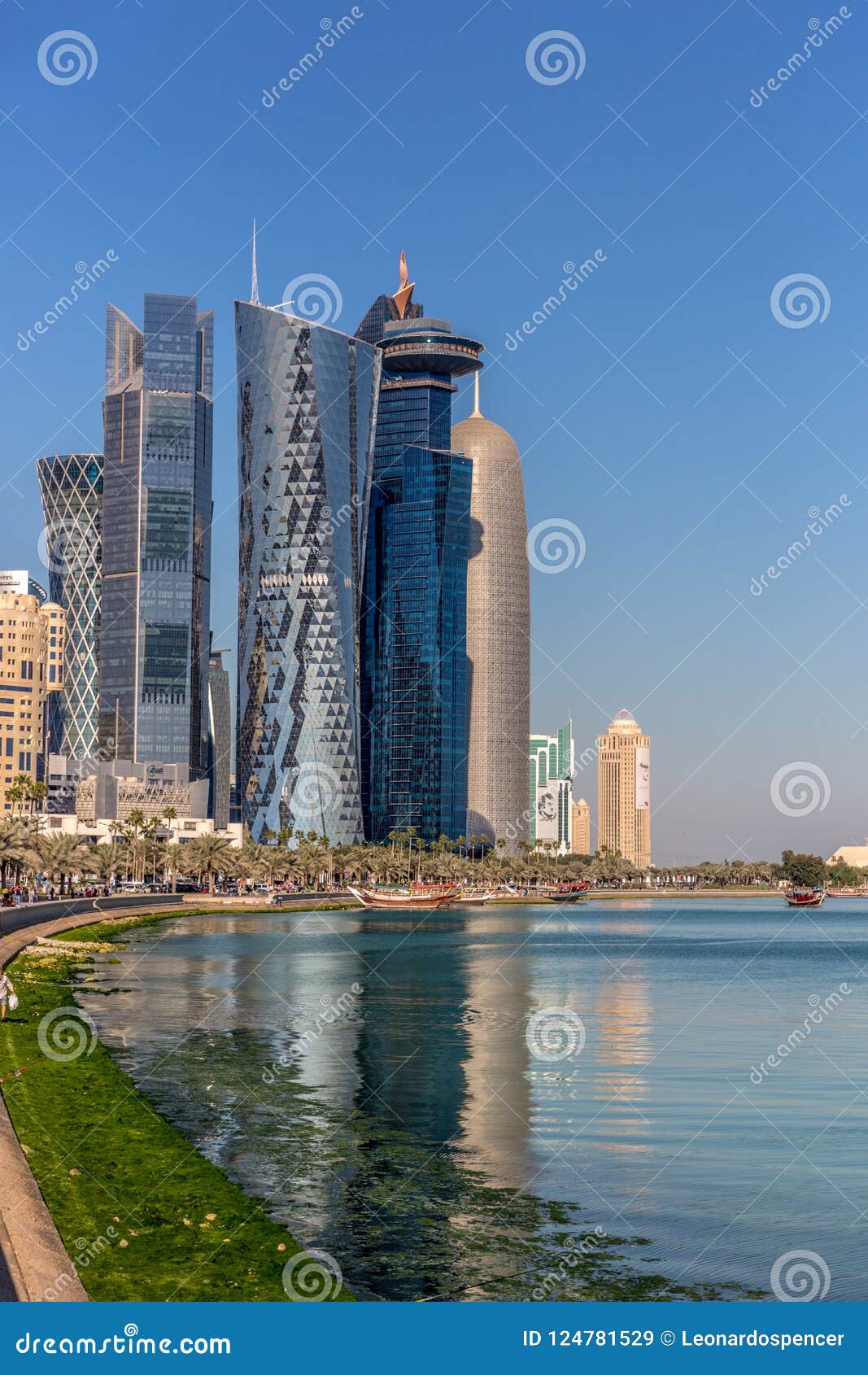 Moderns Buildings Under Construction In Downtown Doha In A Blue Sky Day ...